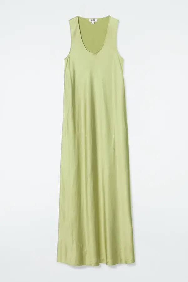 cos knitted bandeau maxi dress green COS Pleated Knitted Maxi Dress Green – The Dress Nook main image 0
