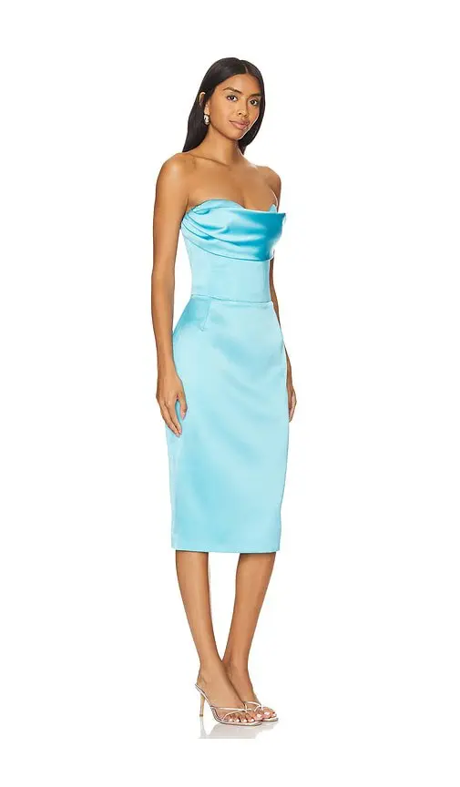 Rasario Corset Midi Dress In Turquoise - 86% Off | Editorialist
