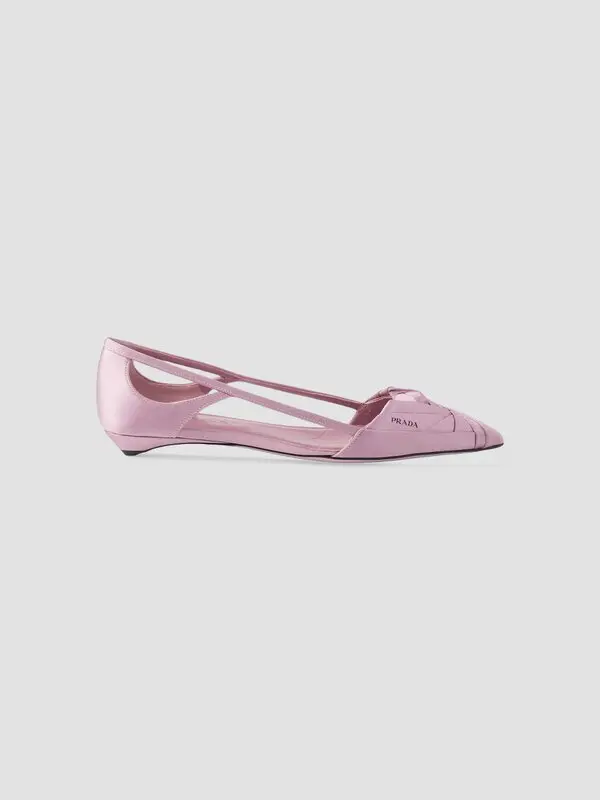 Prada Satin Cut-out Ballerinas - Pink