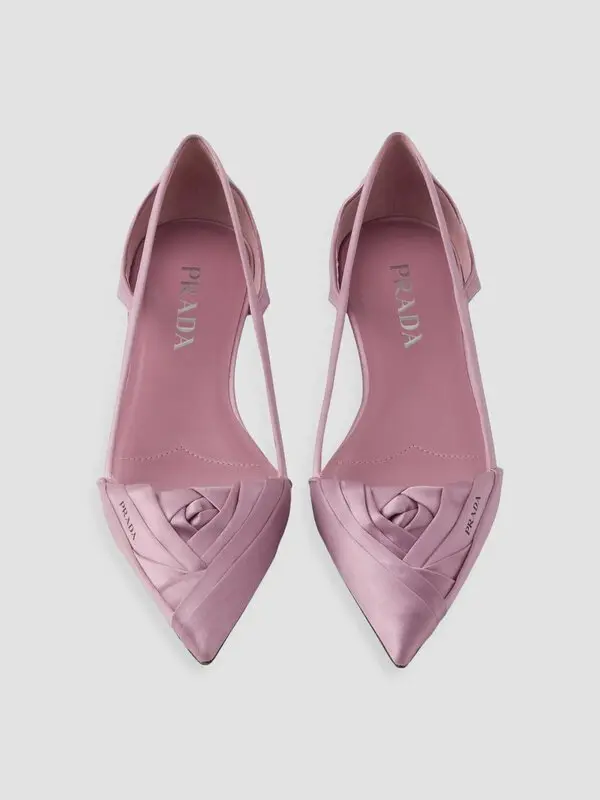 Prada Satin Cut-out Ballerinas - Pink