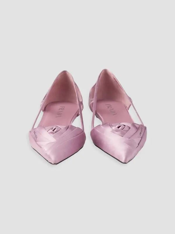 Prada Satin Cut-out Ballerinas - Pink
