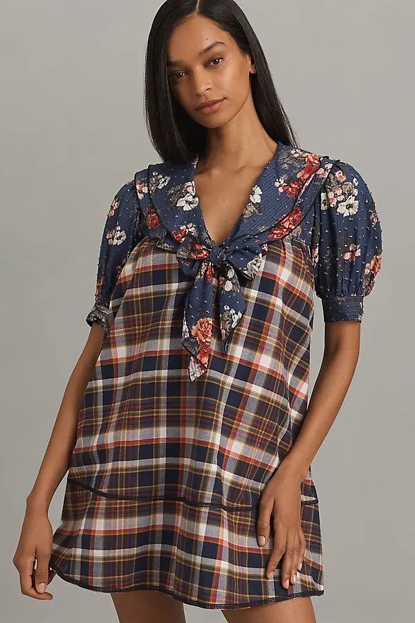 pilcro short sleeve bow front tunic mini dress Pilcro Short-Sleeve Bow-Front Tunic Mini Dress at MarketFair Shoppes in  Princeton, NJ