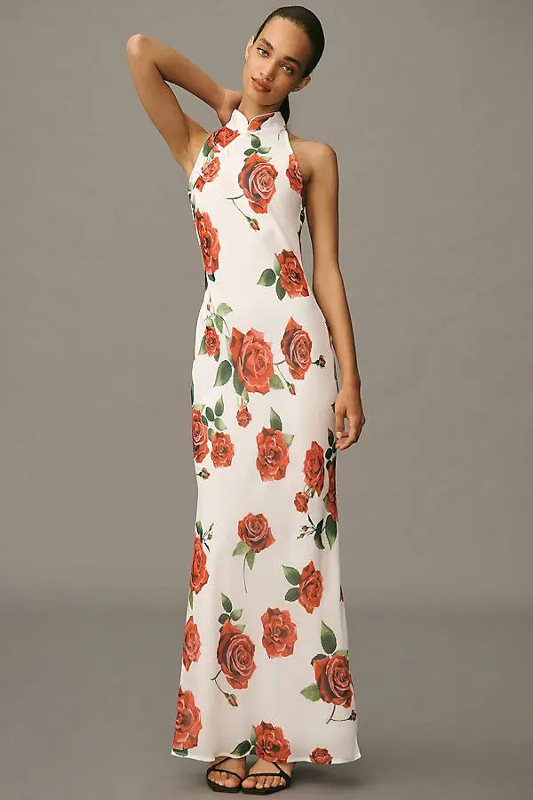 SAU LEE Gladys Halter Prted Maxi Dress