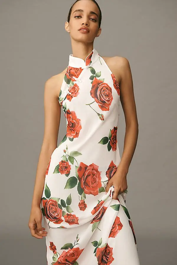 SAU LEE Gladys Halter Prted Maxi Dress