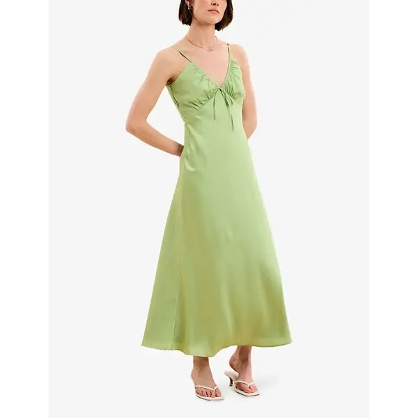 trudy's bridesmaid dresses Omnes Trudy Tie-Front Sleeveless Recycled-Polyester Maxi Dress In Pistachio Green - 31% Off lustrous shine internal-july-19 Long Sleeve Sexy Bodycon Length:64 [+$ 4.99]