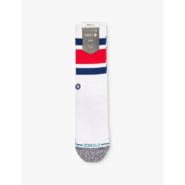 Stance Boyd Logo-embroidered Crew-length Cotton-blend Crew Socks - Blu