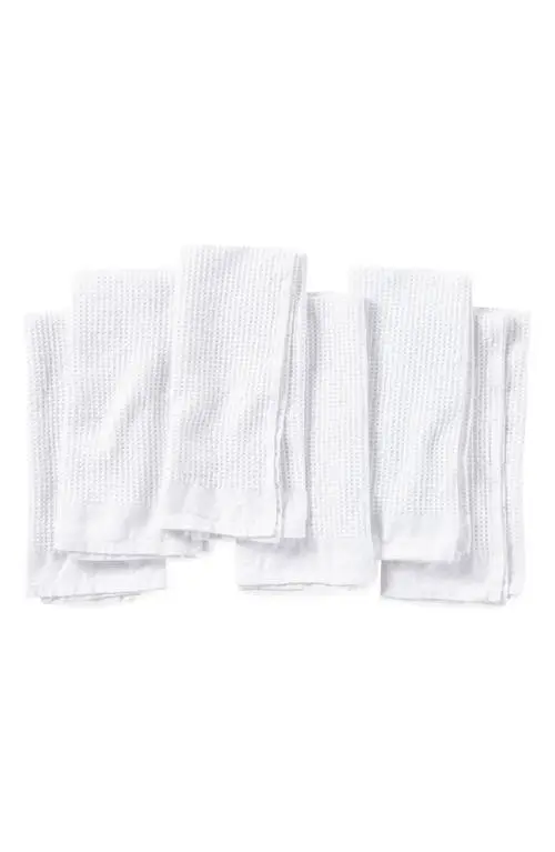 COYUCHI Set Of 6 Organic Cotton Waffle Knit Kitchen Towels - Alpine White