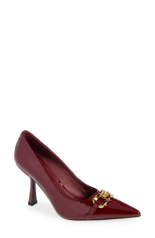 Jeffrey Campbell Authority Pointed Toe Pump - Cherry Red Crkl Patent Gold