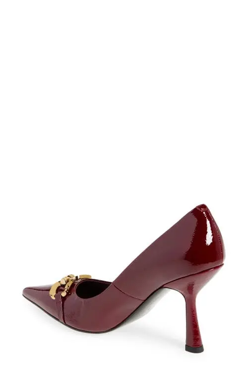 Jeffrey Campbell Authority Pointed Toe Pump - Cherry Red Crkl Patent Gold