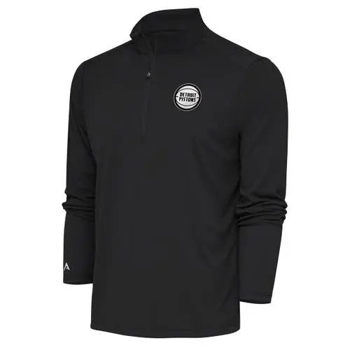 ANTIGUA Detroit Pistons Metallic Logo Quarter-zip Pullover