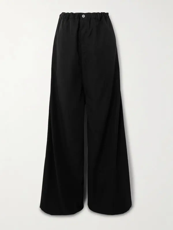 Balenciaga Lyocell-poplin Wide-leg Pants - Black