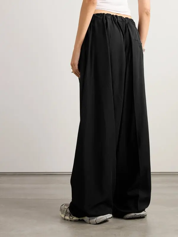 Balenciaga Lyocell-poplin Wide-leg Pants - Black