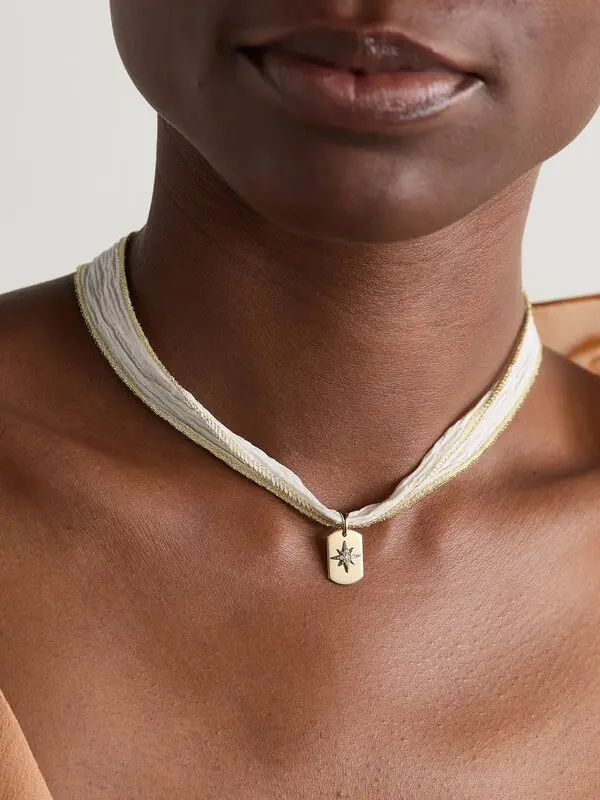 Mizuki 14-karat Diamond And Crepon Necklace