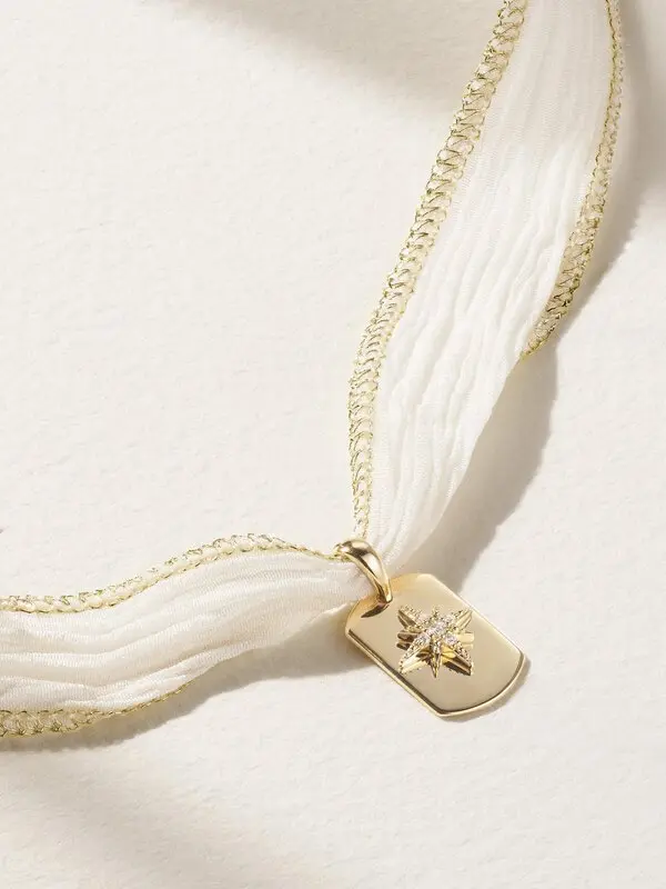 Mizuki 14-karat Diamond And Crepon Necklace