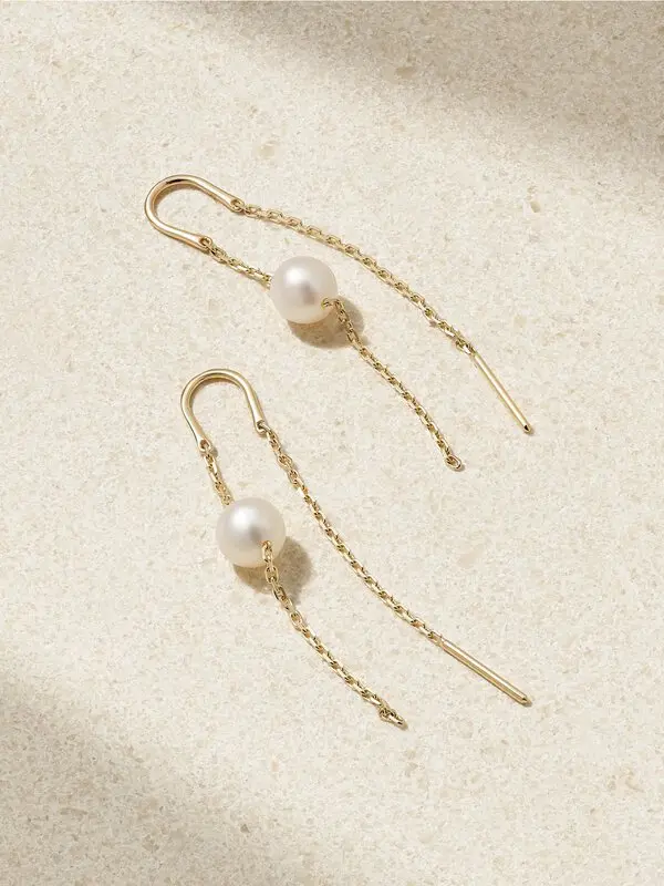 Mizuki 14-karat Pearl Drop Earrings - Gold