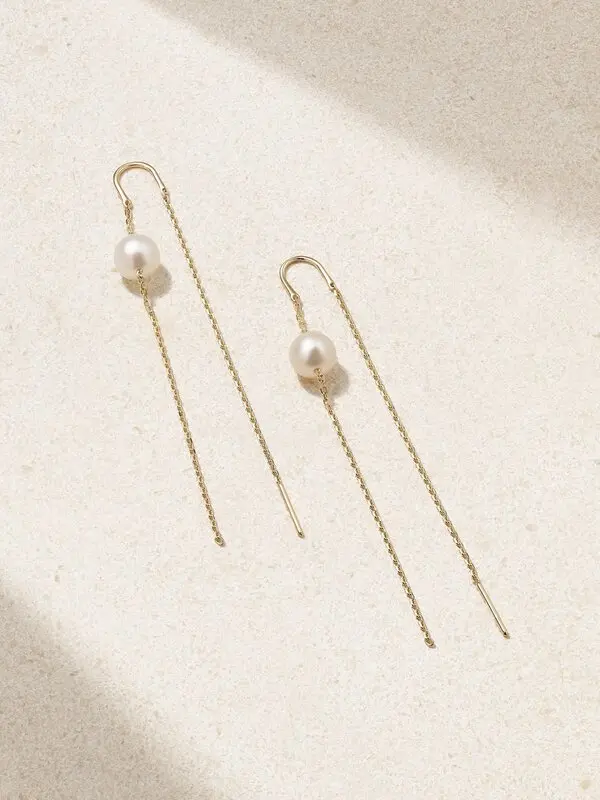 Mizuki 14-karat Pearl Drop Earrings - Gold