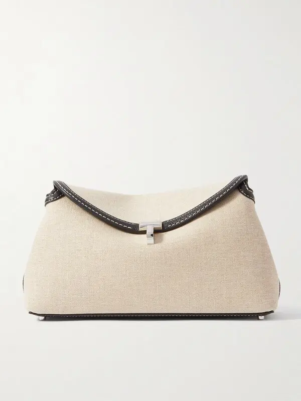 TOTEME T-lock Cotton-canvas Clutch - Ecru