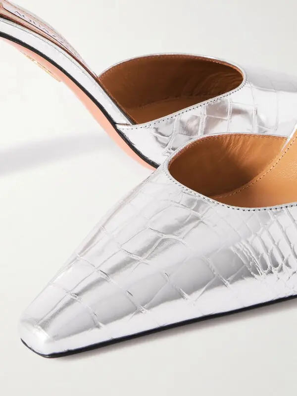 AQUAZZURA Blade 95 Croc-effect Leather Pumps
