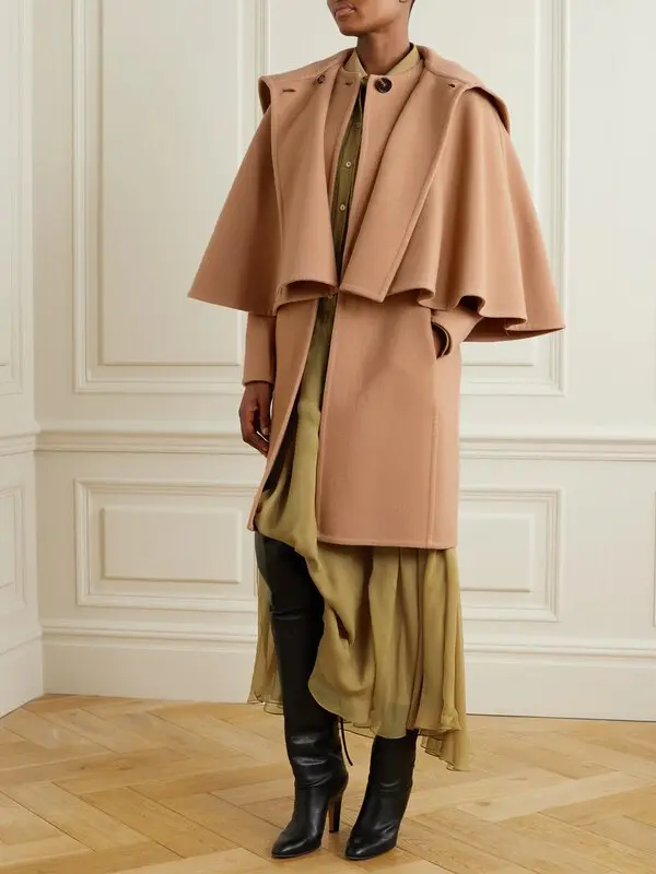 Chloé Cape-effect Layered Wool And Cashmere-blend Coat