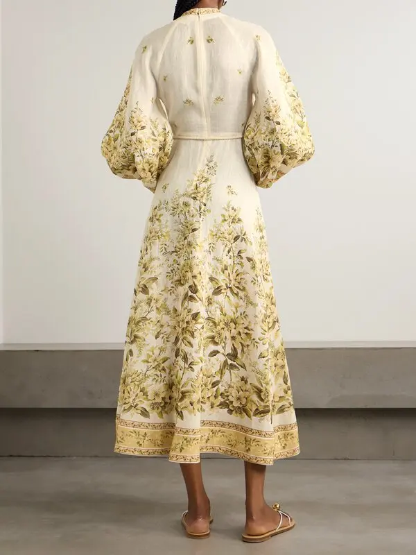zimmermann belted floral-print linen midi dress ZIMMERMANN