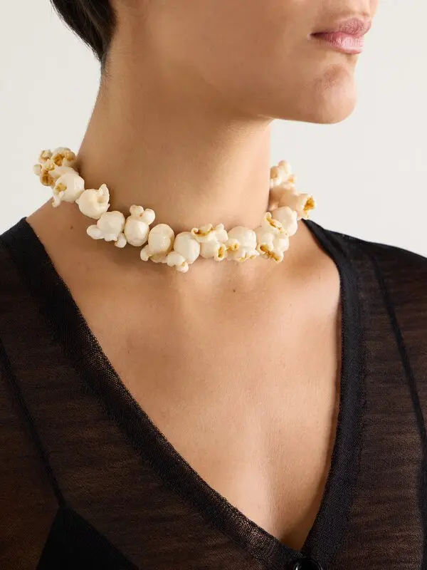 Acne Studios Popcorn -Tone Resin Necklace In Silver - 40% Off