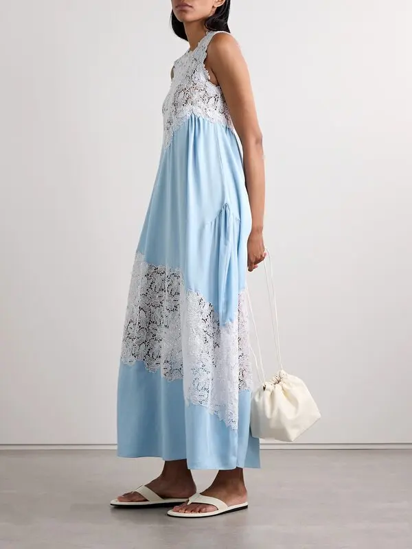 KIKA VARGAS Emma Guipure Lace-trimmed Tencel Lyocell Maxi Dress