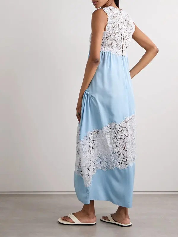 KIKA VARGAS Emma Guipure Lace-trimmed Tencel Lyocell Maxi Dress