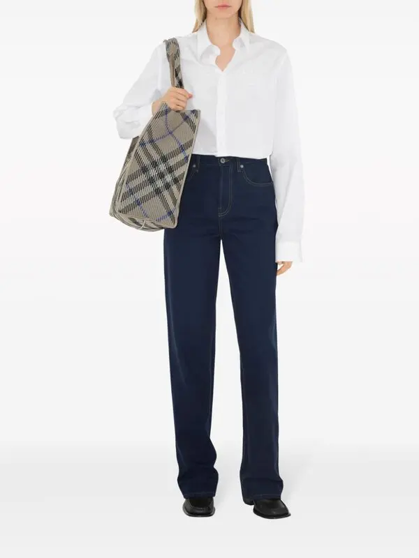 Burberry Check Knitted Medium Tote Bag - Neutrals