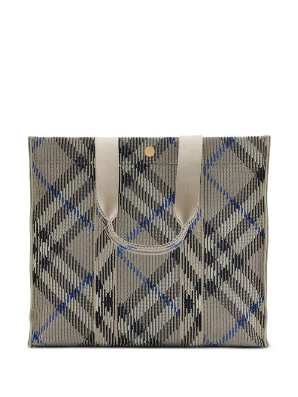 Burberry Check Knitted Medium Tote Bag - Neutrals