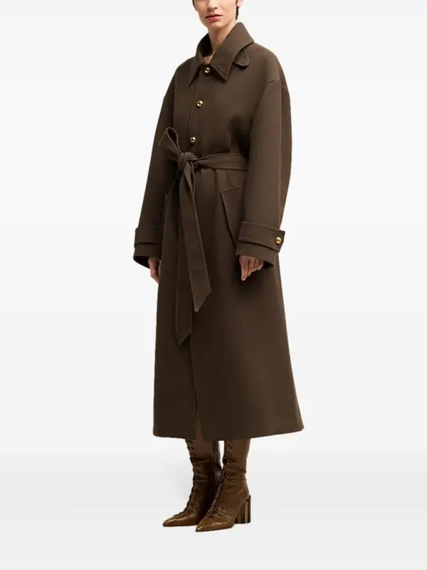 AMI Paris Belted Wool Coat - Brown