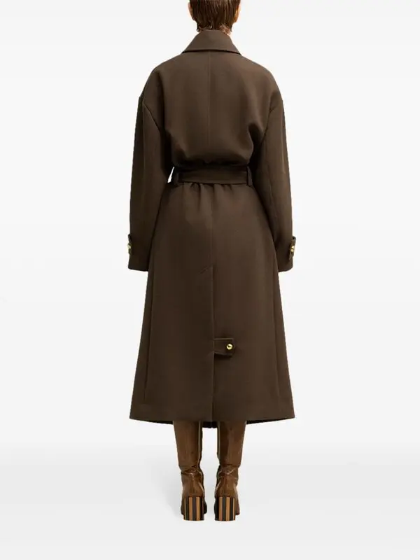 AMI Paris Belted Wool Coat - Brown