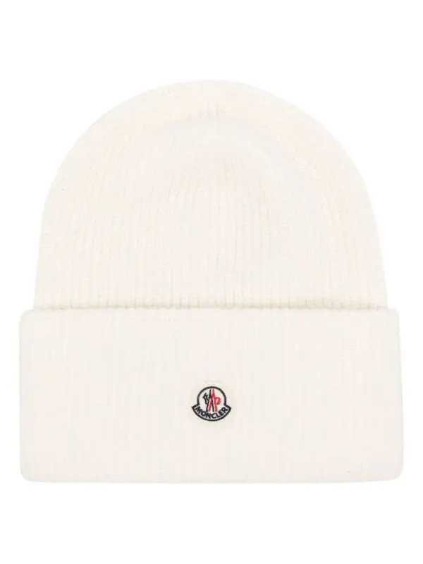 Moncler Logo-patch Beanie - White