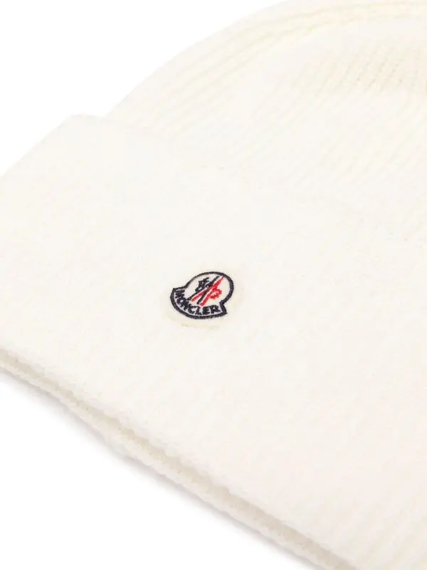 Moncler Logo-patch Beanie - White
