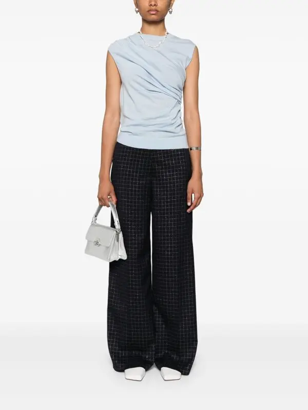 FORTE_FORTE Check Pattern Wide-leg Trousers