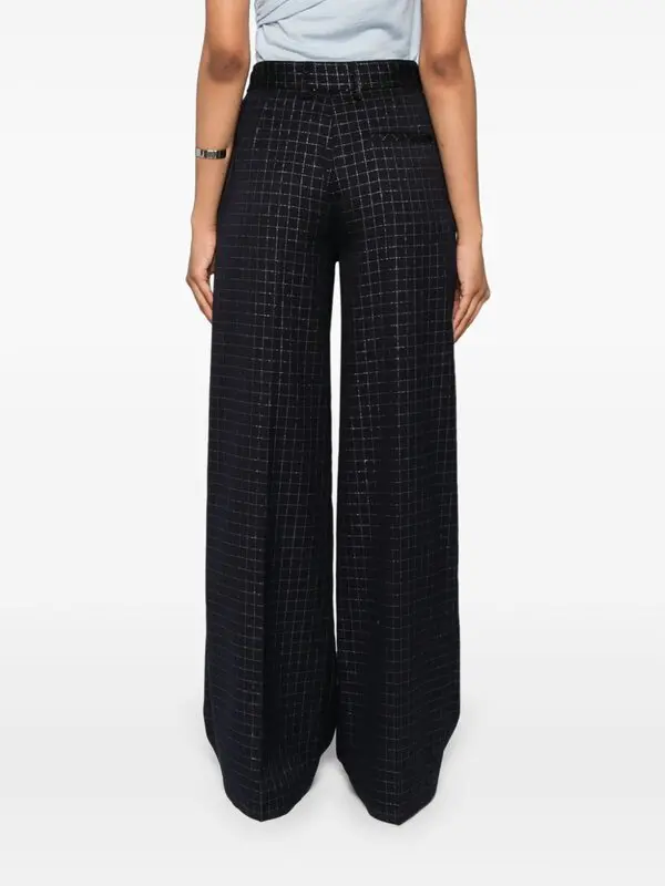 FORTE_FORTE Check Pattern Wide-leg Trousers