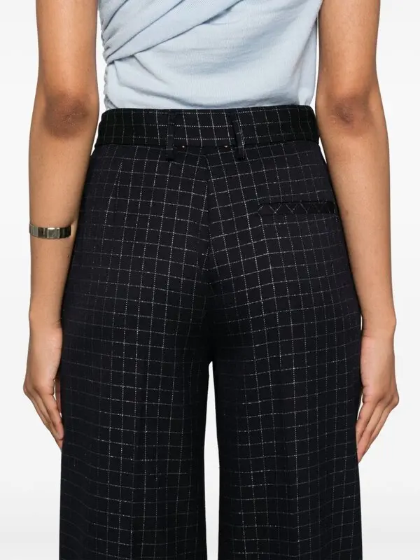 FORTE_FORTE Check Pattern Wide-leg Trousers