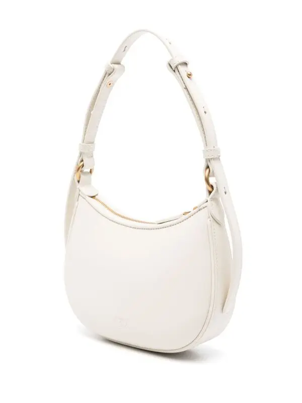 Pinko Half Moon Baby Leather Shoulder Bag - White