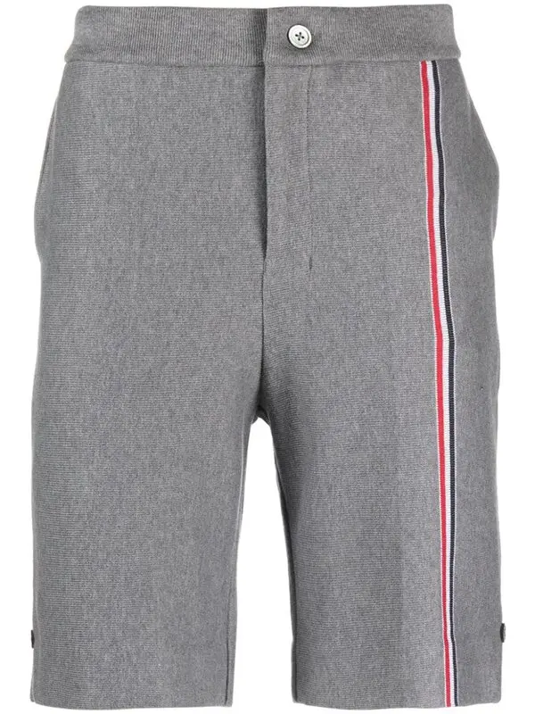 Thom Browne Rwb Stripe Bermuda Shorts - Grey