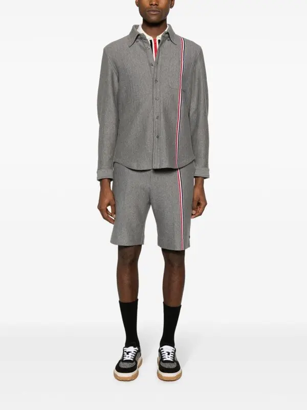 Thom Browne Rwb Stripe Bermuda Shorts - Grey