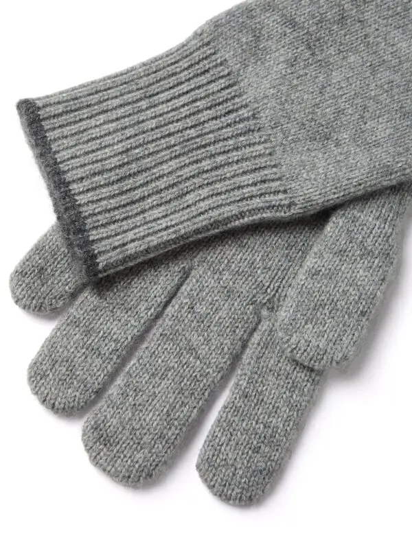 Brunello Cucinelli Ribbed-knit Cashmere Gloves - Grey