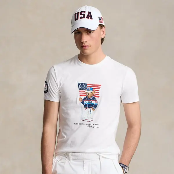 Ralph Lauren Team Usa Polo Bear Jersey T-Shirt In White - 37% Off 