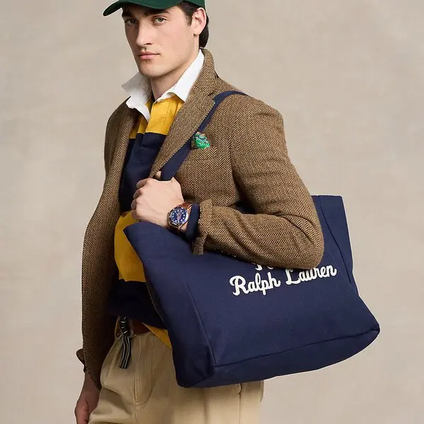 Ralph Lauren Embroidered Canvas Tote - Newport Navy