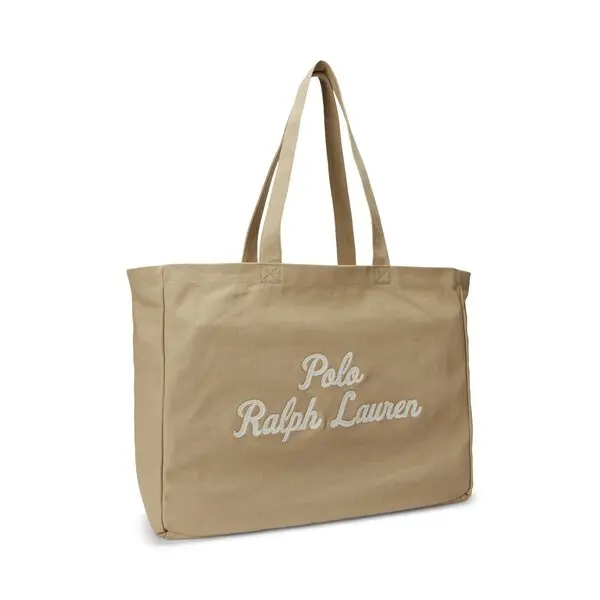 Ralph Lauren Canvas Tote With Embroidered Logo - Tan