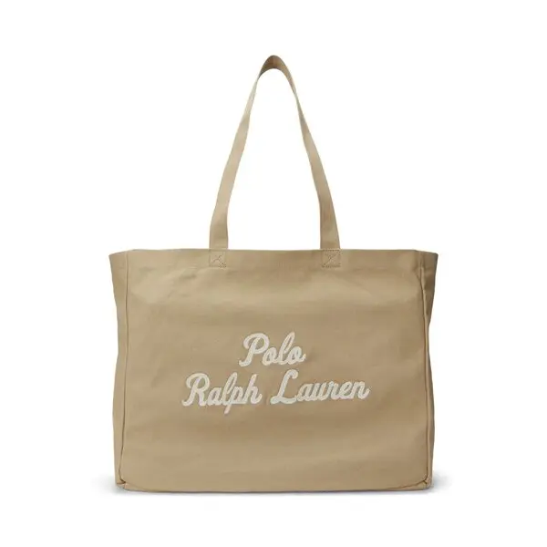 Ralph Lauren Canvas Tote With Embroidered Logo - Tan