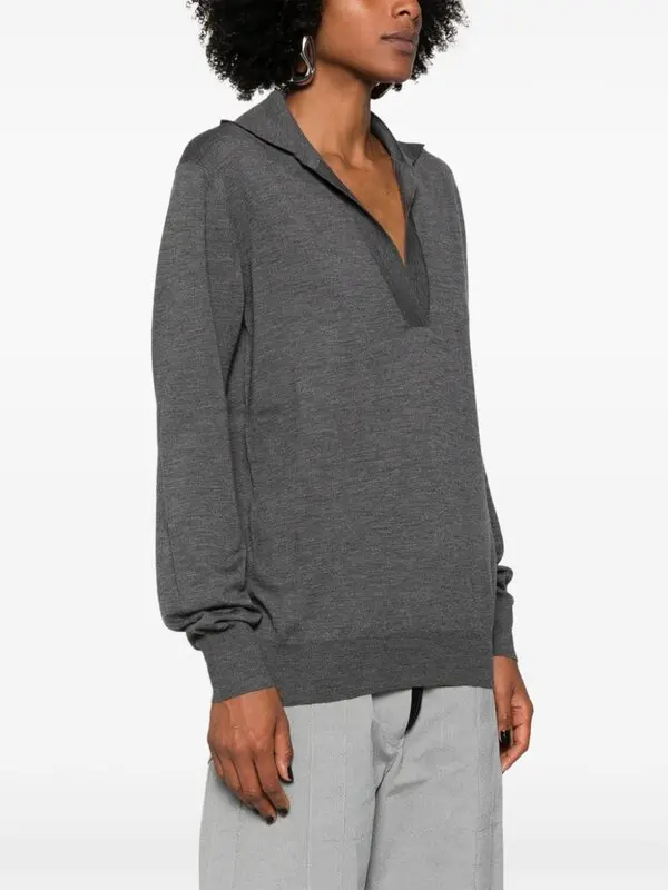 PETER DO Mélange Wool Polo Jumper