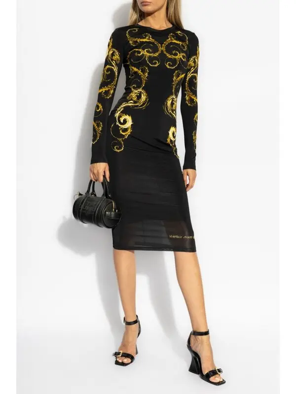 Versace Watercolour Couture-print Midi Dress
