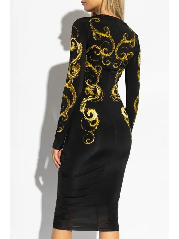 Versace Watercolour Couture-print Midi Dress