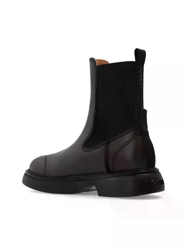 GANNI Leather Chelsea Boots - Brown