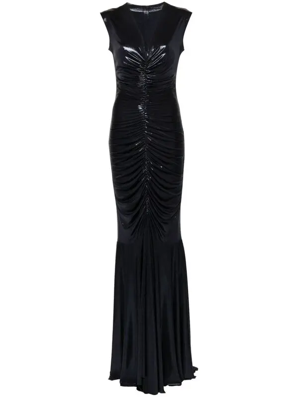 Norma Kamali V-neck Fishtail Gown