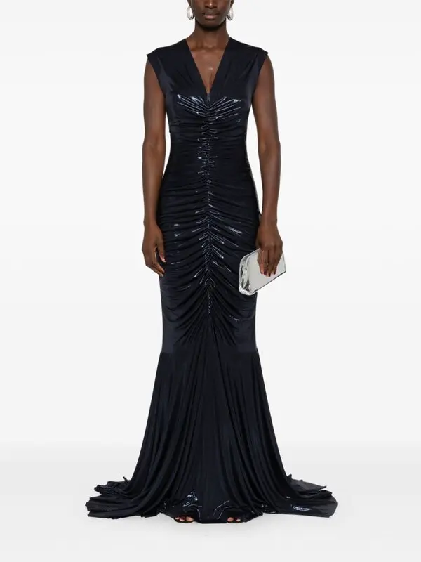 Norma Kamali V-neck Fishtail Gown